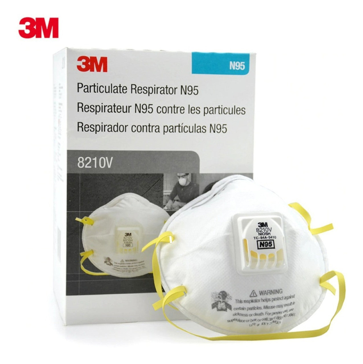 3M 8210V N95 Particulate Respirator with Valve (Box) – Washcloth Set